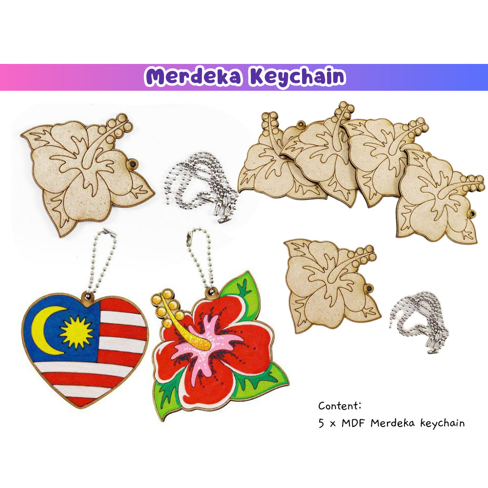 Merdeka Keychain Bunga Raya Bendera Malaysia Aktiviti Mewarna | Shopee ...