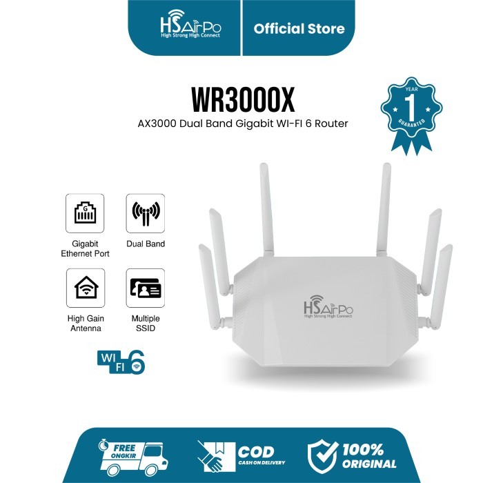 HSAirpo WR3000X Wireless WiFi Router 6 AX3000 6 Antenna V | Shopee Malaysia