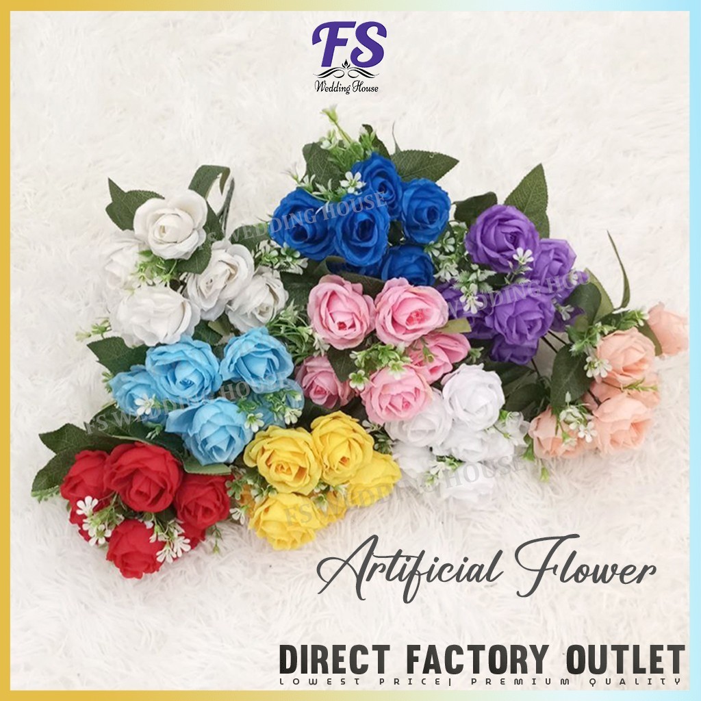 6 HEADS ARTIFICIAL ROSE/BLACK ROSE/HAND BOUQUET/WEDDING FLOWER/BUNGA ...