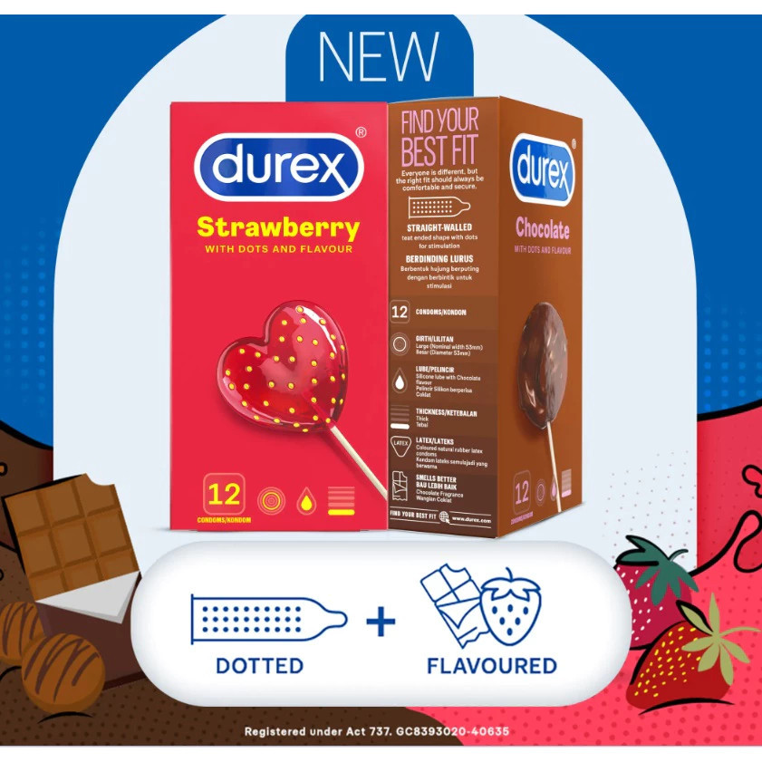 Durex Strawberry Condom | Durex Chocolate With Dots 3 Condoms (Kondom) | Shopee Malaysia