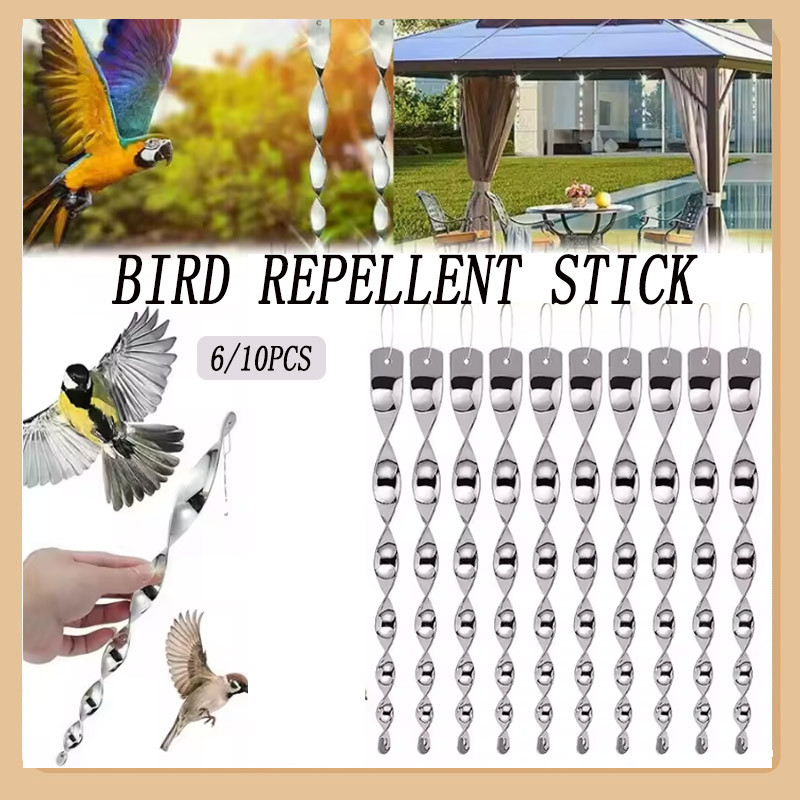 Bird Repellent Scare Rods Reflective Rotating Spiral Bird Deterrent ...