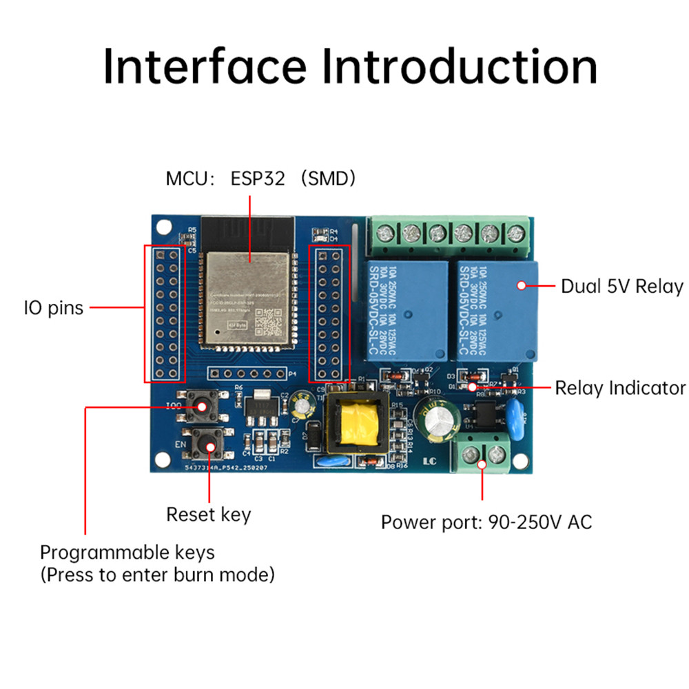 Pcbfun ESP32 WIFI Bluetooth Dual Relay Module AC 220V | Shopee Malaysia