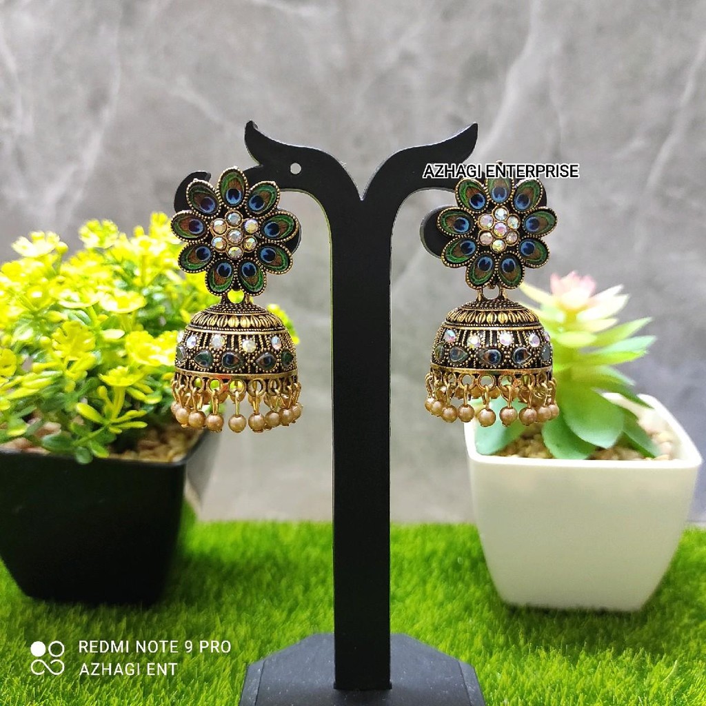 Flower Peacock Earring // Mayil Design Jhumka | Shopee Malaysia