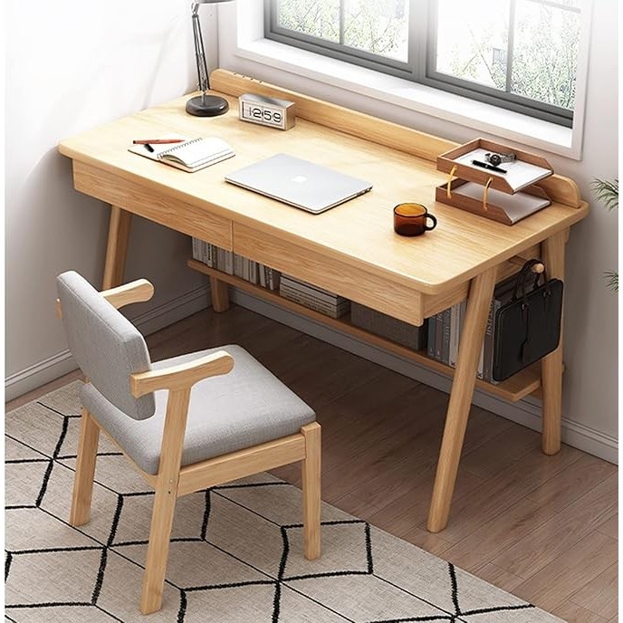 Simple Desk Solid Wood Legs Desktop Study Table Computer Bedroom ...