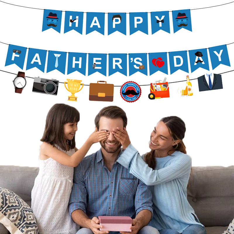 Happy Father's Day Bunting Flag Hanging Wall Diy Father's Day Themed ...