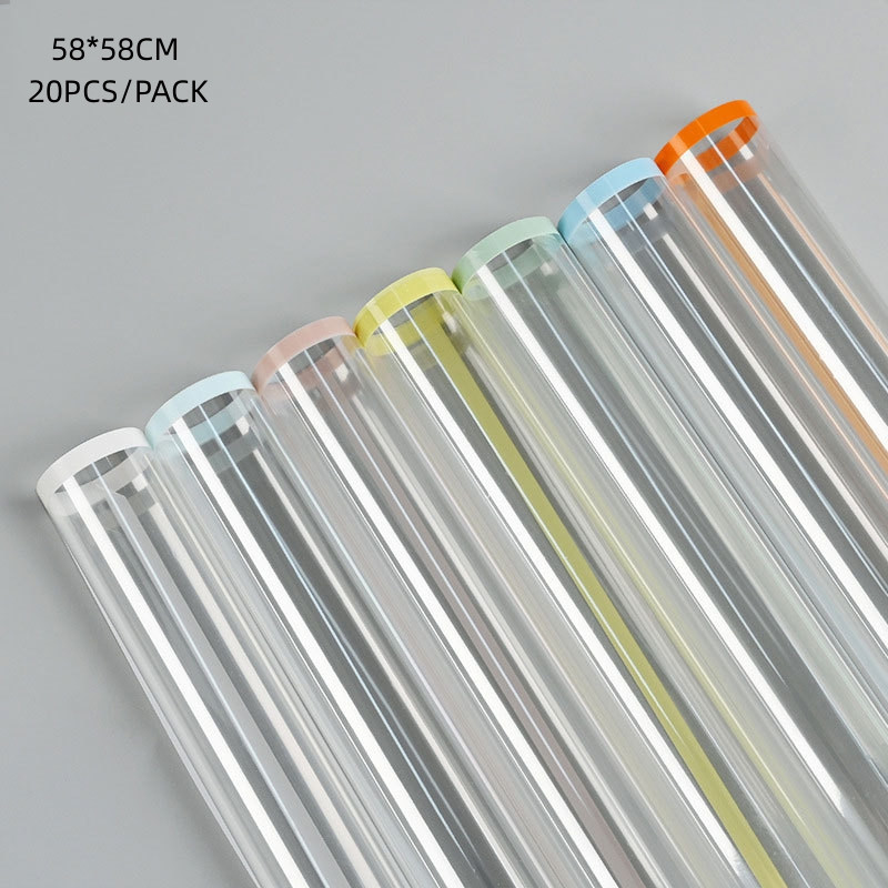 READY STOCK 20pcs Color Frame Transparent Glass Paper OPP Crystal ...