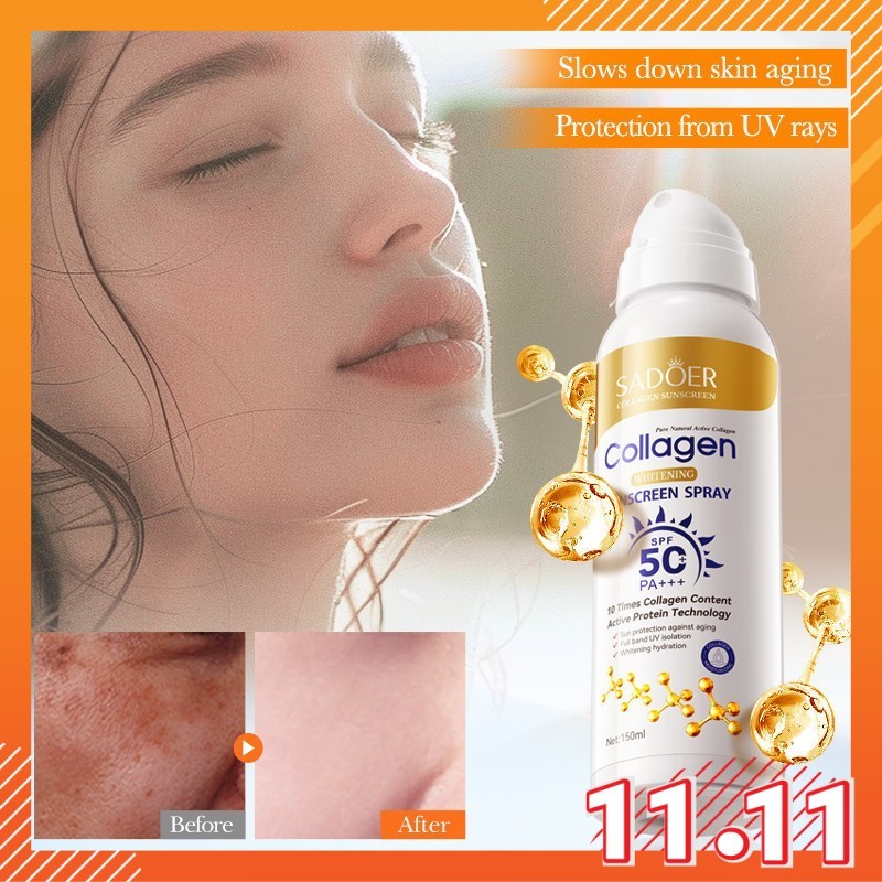 MAY SADOER Collagen Anti-Aging SPF50+ PA+++ Whitening Sunscreen Spray Sun Protection Full Band ...