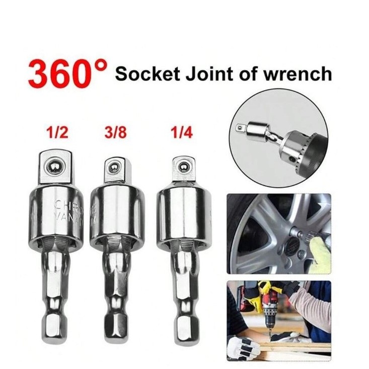 CEOapt [TYPE A] 1/4" 3/8" 1/2" Universal Joint Set Ratchet Angle ...