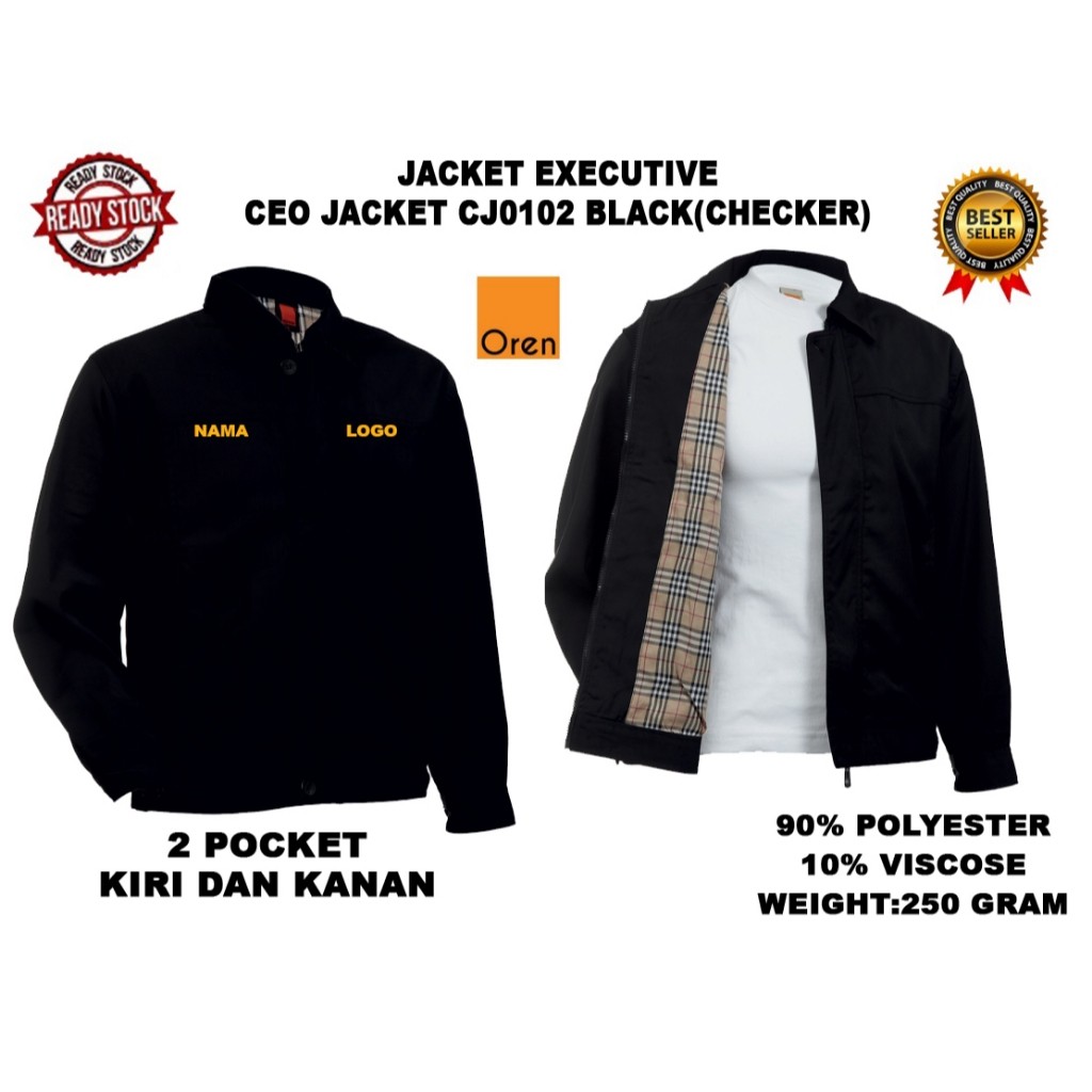 OREN SPORT Readystocks CEO JACKET CJ0102 BLACK(CHECKER) Sulam Nama ...