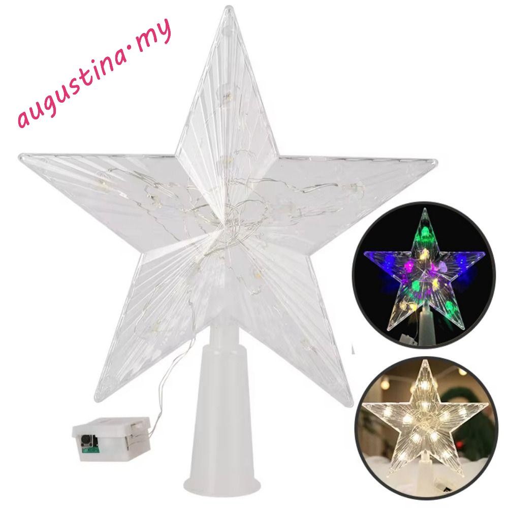 AUGUSTINA Christmas Star Tree Toppers, Transparent Warm/Colorful Light ...