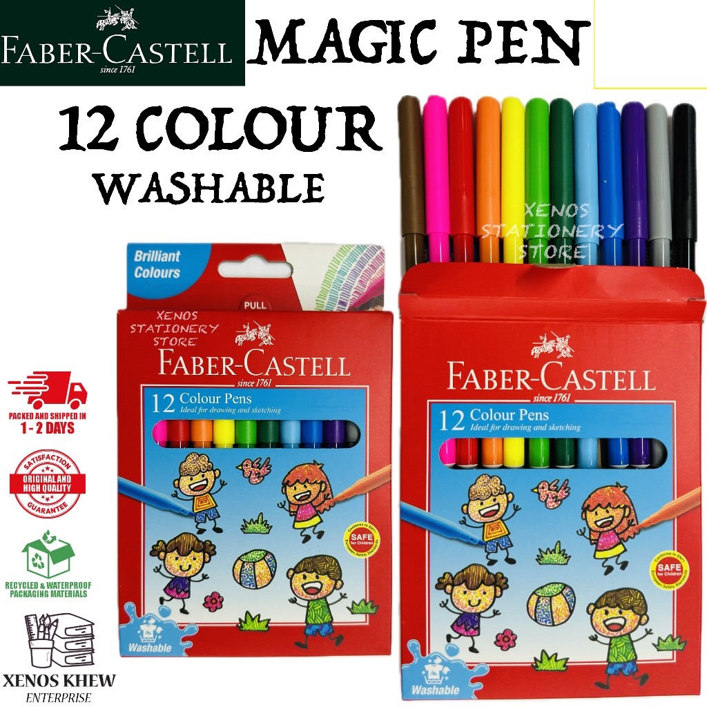 FABER CASTELL MAGIC COLOUR PEN 12 COLOURS / FABER-CASTELL FIBRE TIP ...