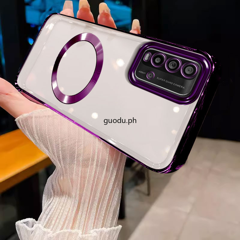 Casing Redmi 9T Phone case Soft gold border transparent bumper with ...