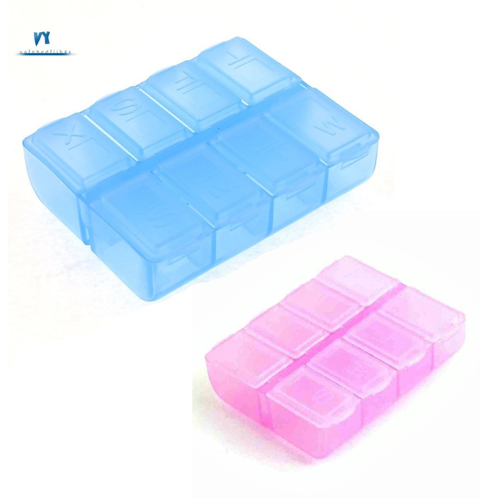 Plastic Rectangle 8 Compartments 7 Days Medicine Pill Box | Shopee Malaysia