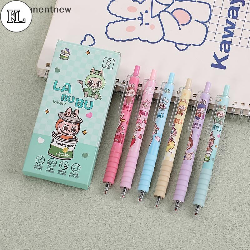 KL 6Pcs Kawaii Labubu Press Gel Pens For Wrig Cute 0.5mm Black Ink Sig ...