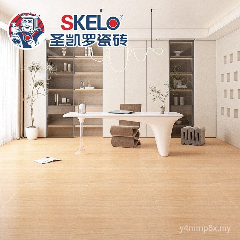 Jubin corak kayu gaya kayu kaca kulit lembut San Kairo 800x800 bilik ...