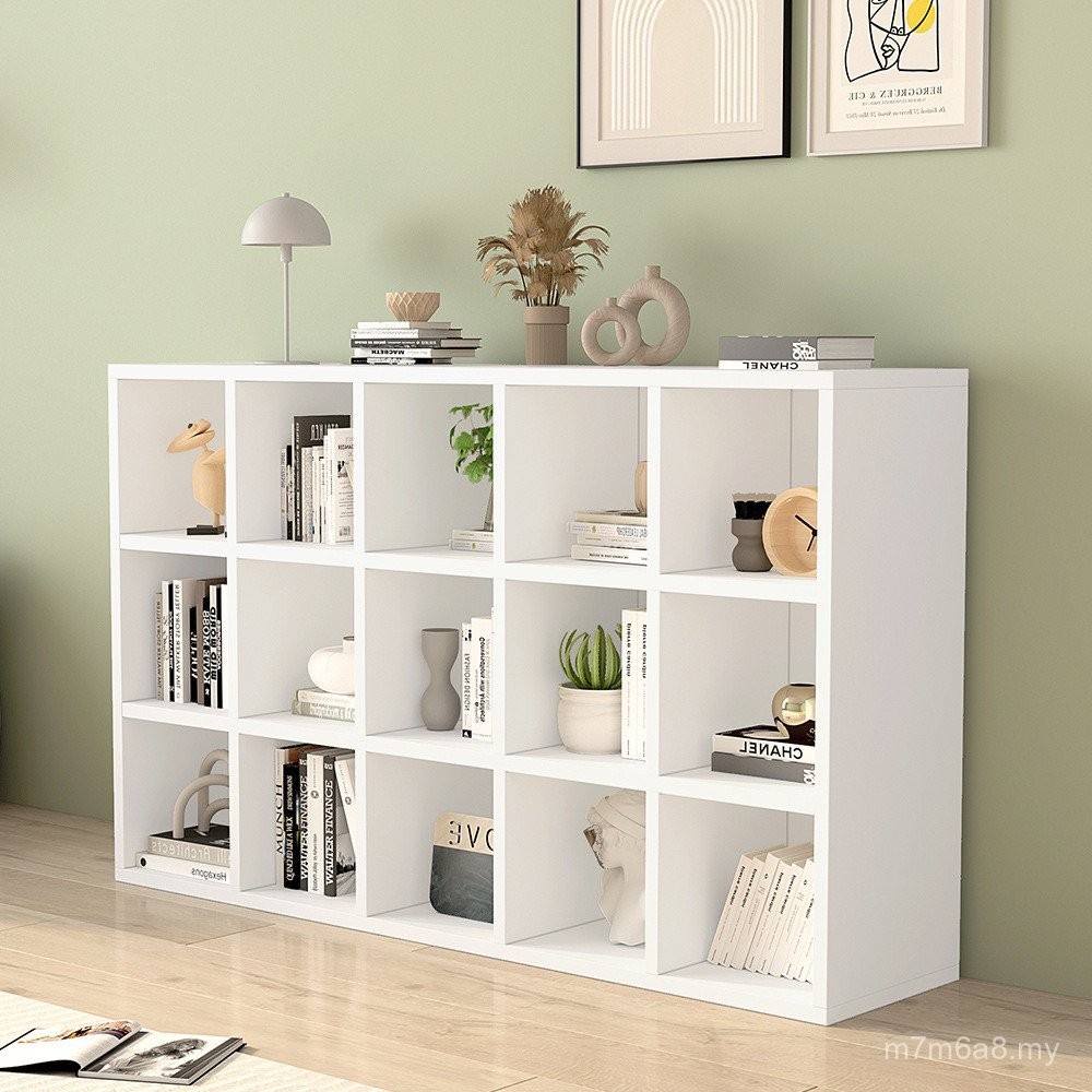 Rak buku kayu pepejal, gabungan lantai rak, kabinet petak rak buku ...