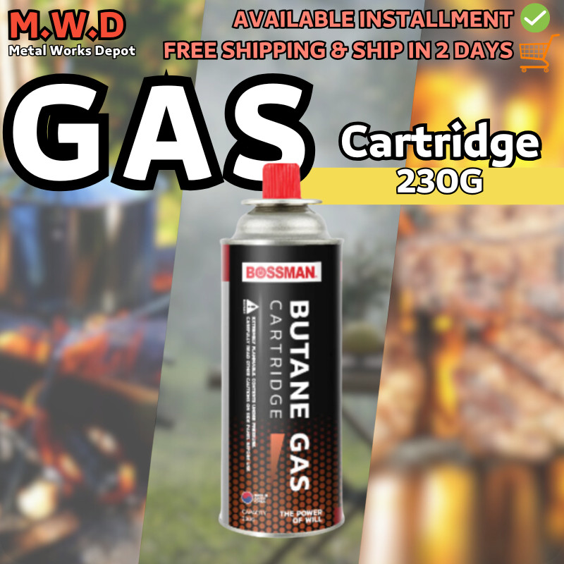 BOSSMAN Butane Gas Cartridge 230G BBG-230 for BBQ, Camping & Outdoor ...