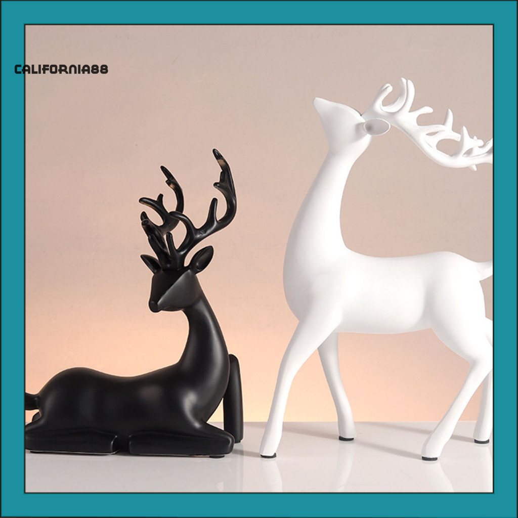 [CF] Realistic Deer Sculpture Minimalist Reindeer Decor Set of 2 Resin ...