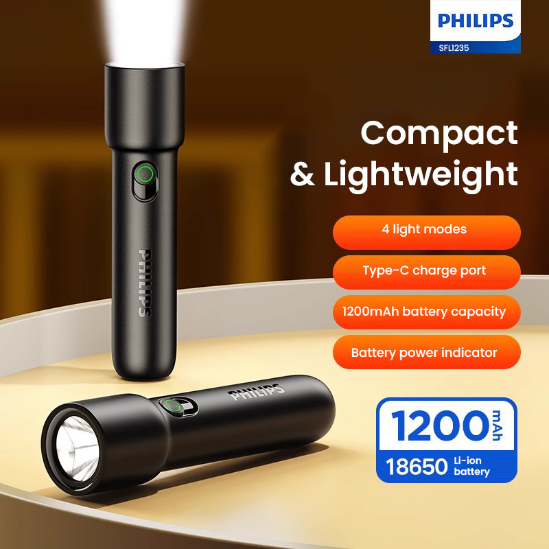 Philips 2024 New EDC Portable Flashlight Rechargeable LED Flashlights ...