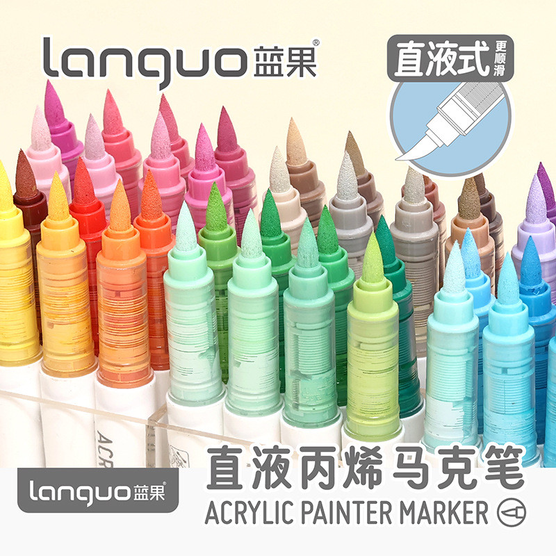 Straight Liquid Acrylic Marker Stackable Color Soft Tip Painting ...
