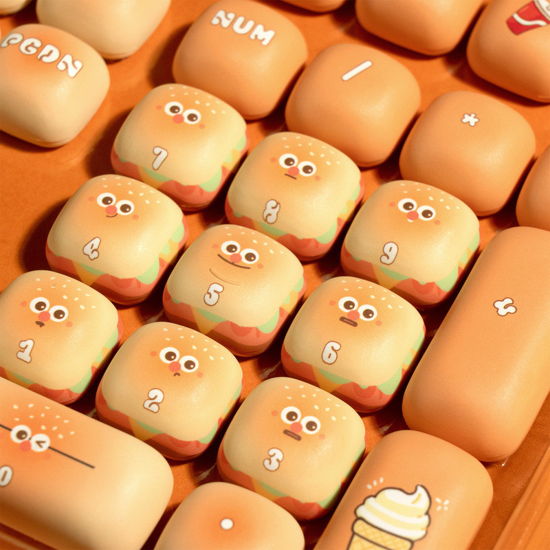 Keycaps Set Shine Through Mog Profile PBT Hamburger Mushroom Keycap For ...