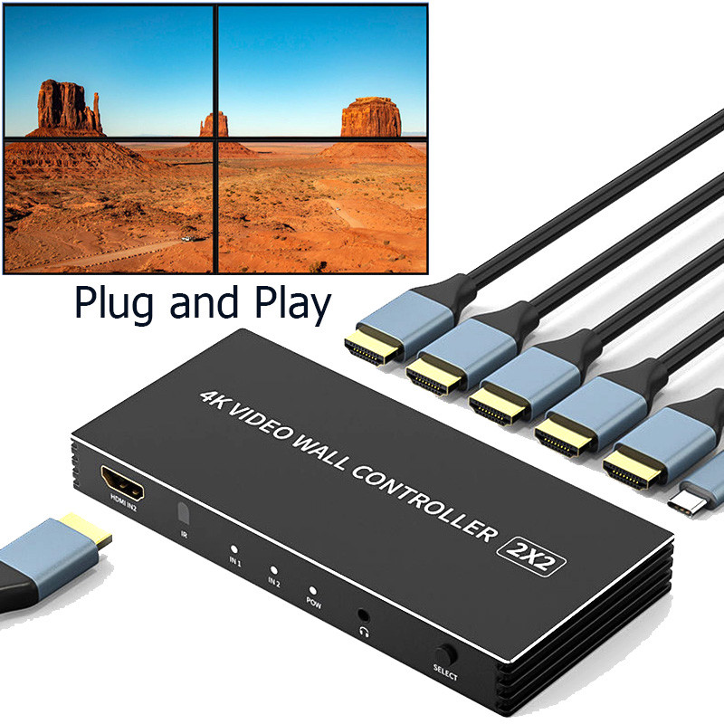 4k HDMI Video Wall Controller 2x2 Video Splicer 1X2 1X4 1x3 3x1 TV ...