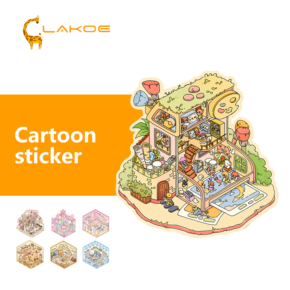 Lakoe Journal Stickers 3D Miniature Scenes Sticker Korean Style ...