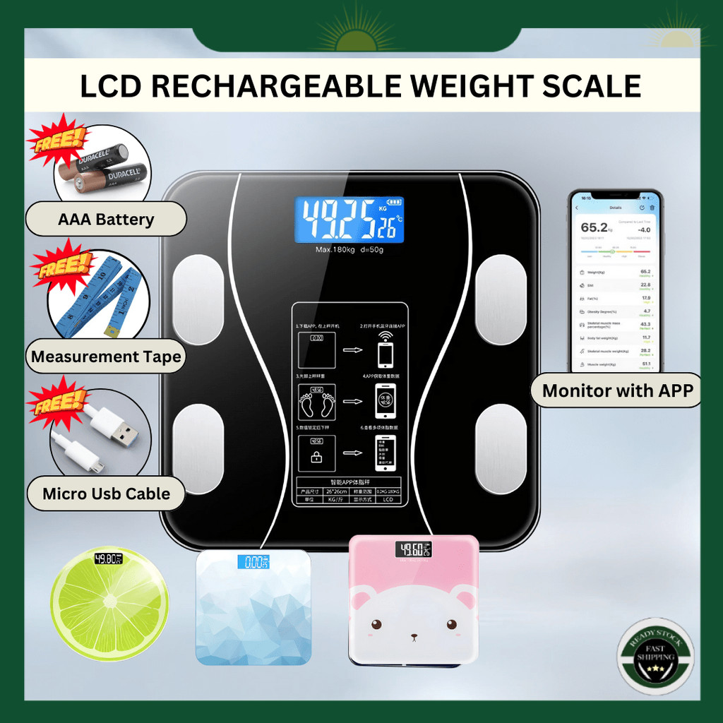 [Digital Body Weight Scale] Smart Weighing Scale LED BMI Precision ...