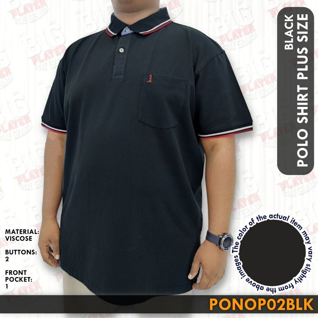 Plus Size Men's Polo T Shirt With 2 button Design Plain (Logo) Code PONOP02BLK | Shopee Malaysia