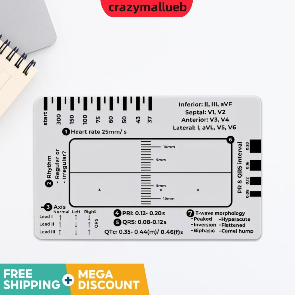 Transparent ECG 7 Step Ruler Portable ECG Reference Tool for ECG ...