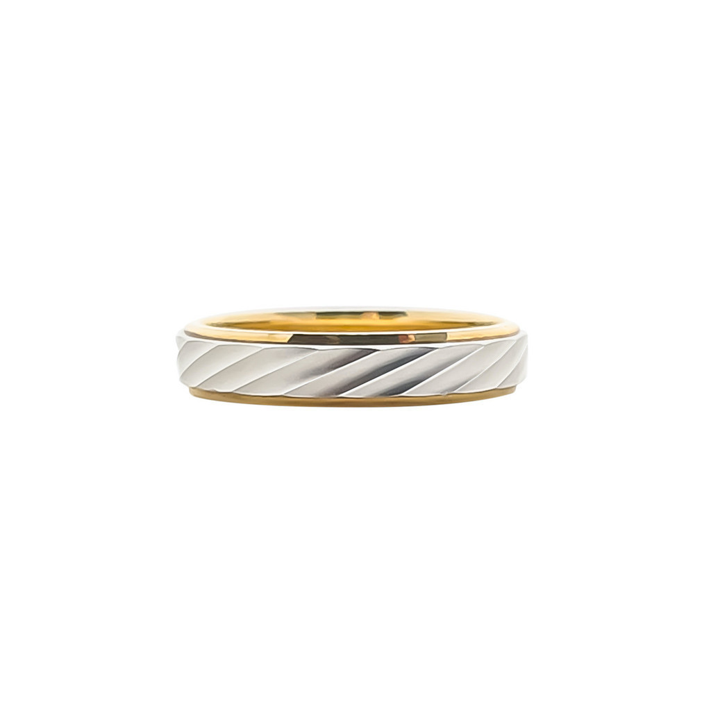 FAR EAST PT900 Platinum with 18K/750 Yellow Gold Wave Ring | Shopee ...