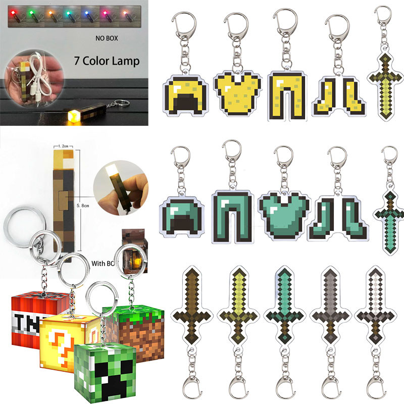 Pendant Minecraft Torch Keychain 3D Printing Game Minecraft Acrylic ...