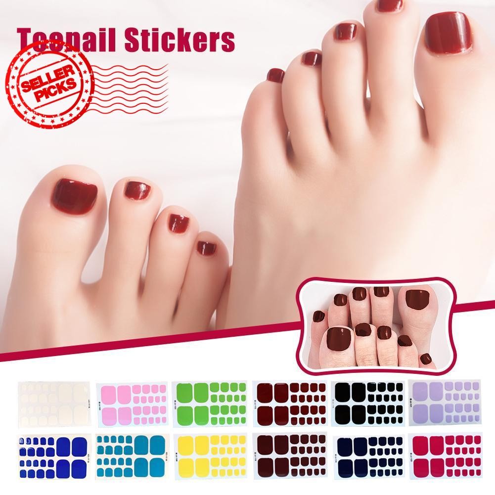 Color Toe Nail Stickers Fake Pedicure Toenail Wraps Nail Self-adhesive ...