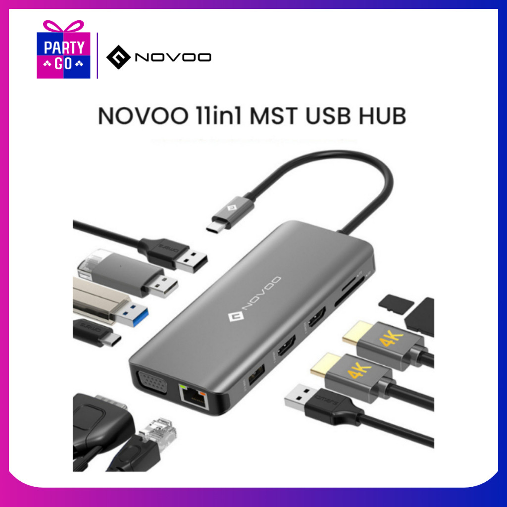 Novoo USB-C Hub 11 in 1 Type C to HDMI 4K 30Hz, PD100w Fast Charging ...
