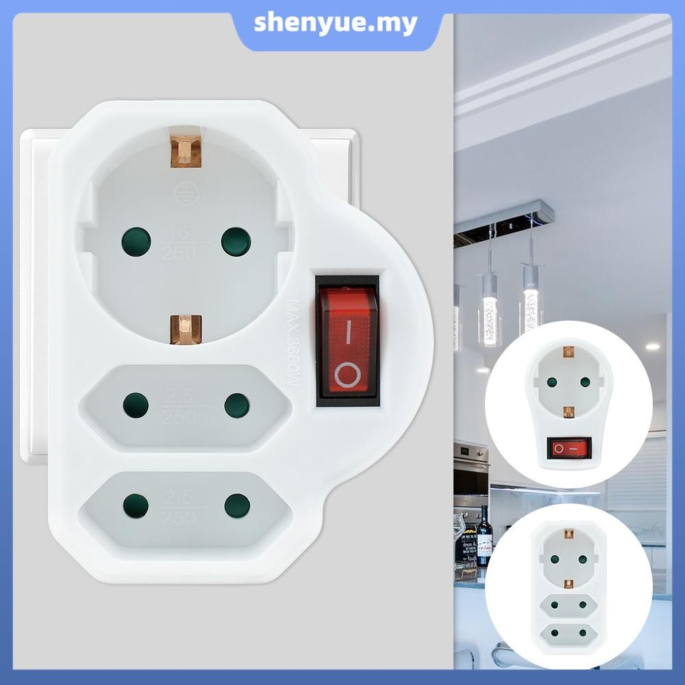 European Type Conversion Plug 16A 250V EU 3 Way Socket Adapter German ...