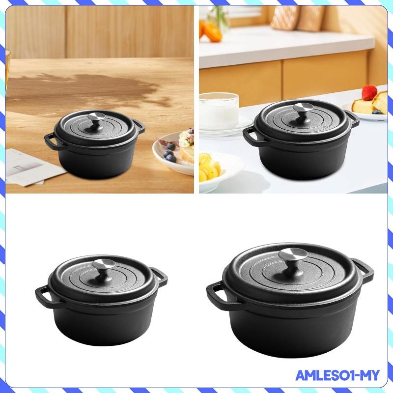 [AmlesoaeMY] Cast Iron Dutch Oven Pot Double Handle Cookware Sturdy ...