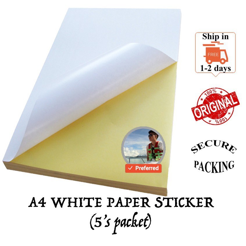 A4 White Sticker Paper Matte Sticky Label Printing Sheet (5sheets ...