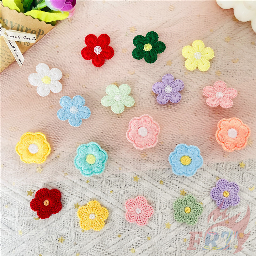 INS Sweet Candy Color Flowers Patch 1Pc DIY Fabrics Applique Embroidery ...