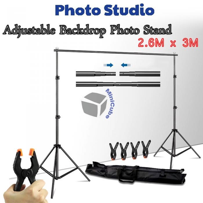 Portable Backdrop Photo Shoot Studio Adjustable Stand 2x2M/2.6x2M/3x3M ...