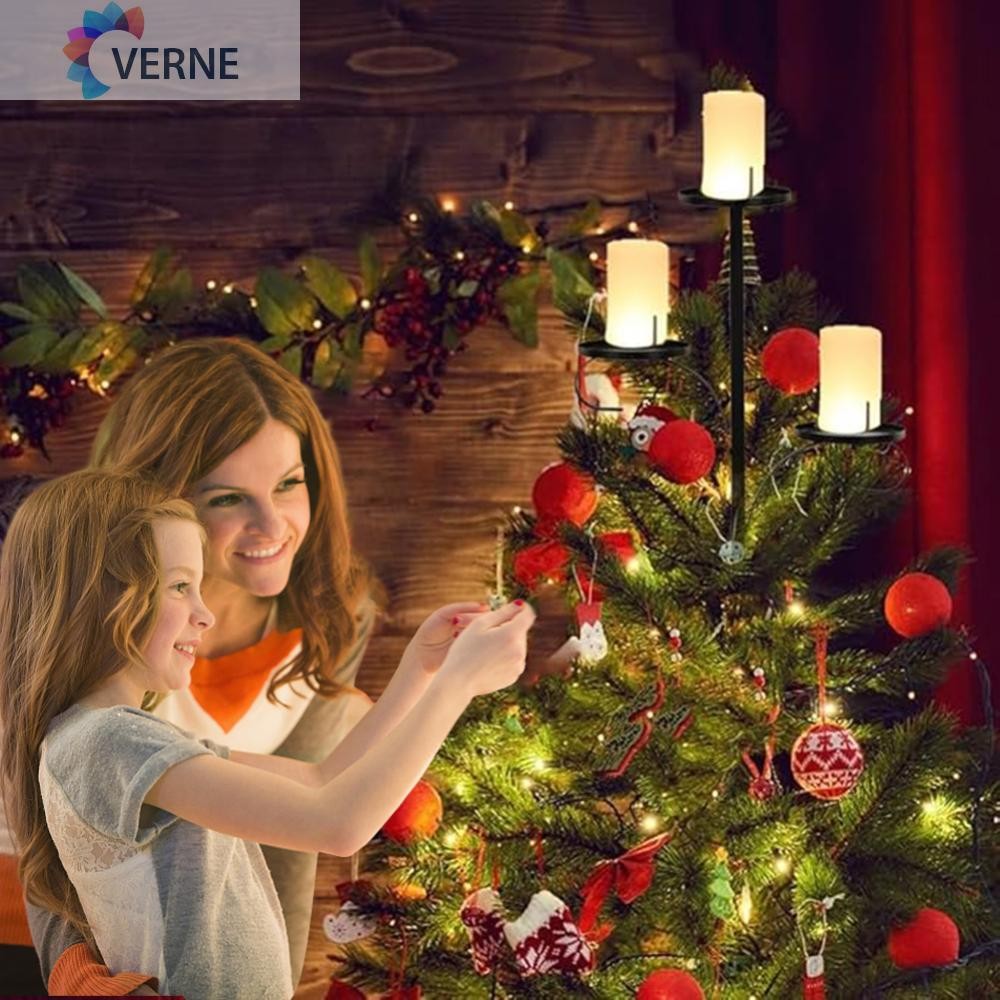 [Verne.my] Metal Black Triple Tree Topper Christmas Tree Topper Candle ...