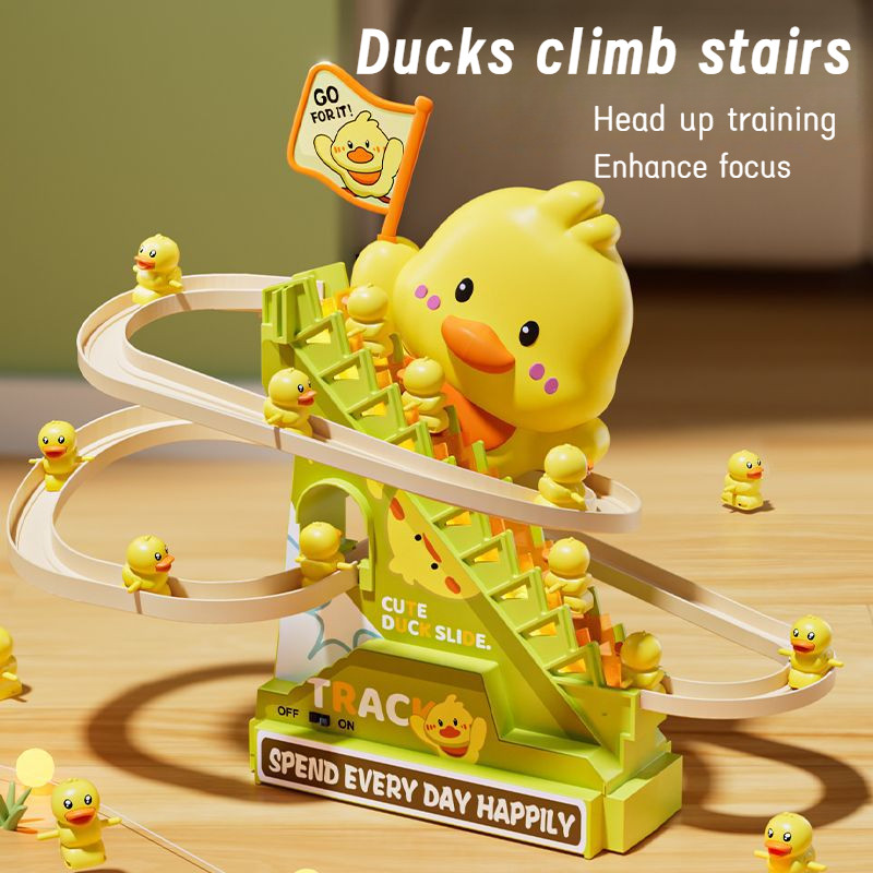 Little Duck Automatically Climb up Stairs Electric Rail Car Children's ...