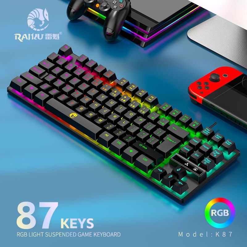 METMI x Raiku 87 Keys RGB Wired Gaming Keyboard - Membrane Multi ...