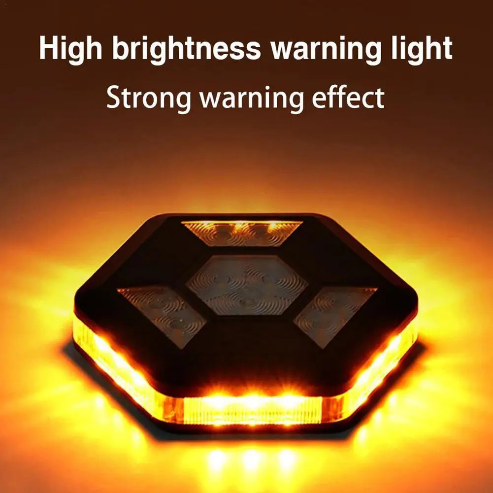 Rotating LED Magnetic Warning Light Flashing Rechargeable Yellow White ...
