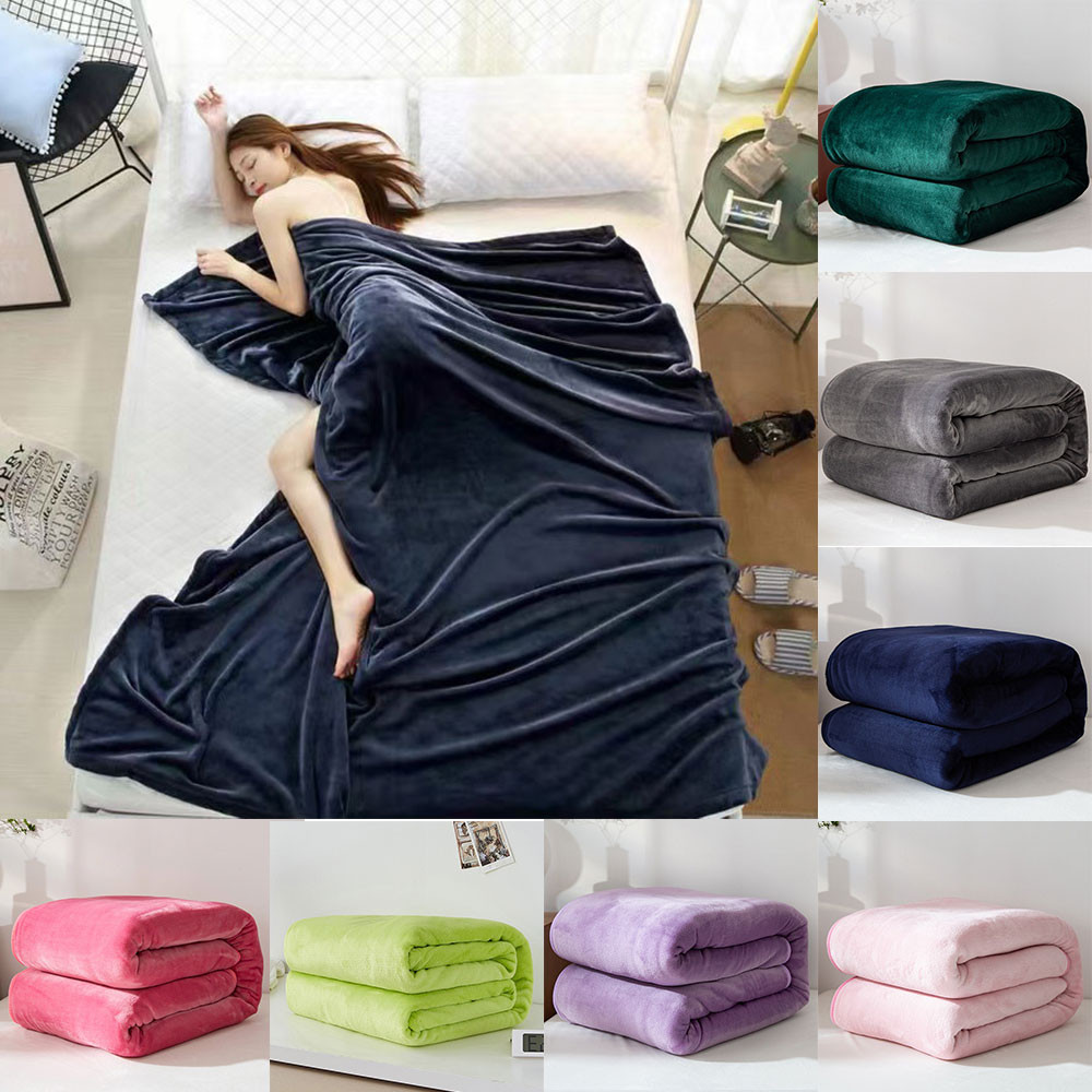Coral Fleece Blanket Super Soft Quilt Selimut Baldu Gebu Flannel Solid ...