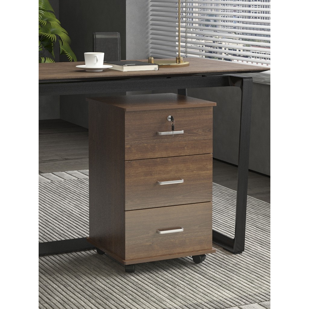 Kabinet Fail Mudah Alih Tiga Laci Ditinggikan 65cm Kayu Boleh Dikunci ...