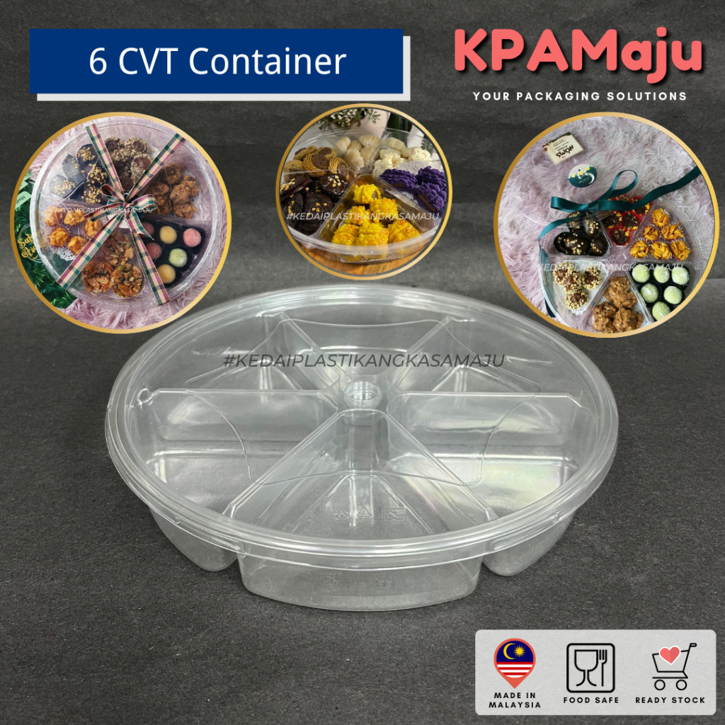 6 Cavity Container with Lock - Bekas Kuih Raya / Cookies Plastic ...