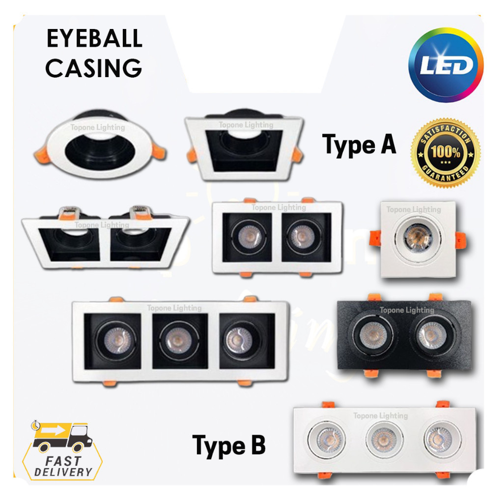 Single Double Triple LED Eyeball Light Casing Downlight Spotlight Round ...