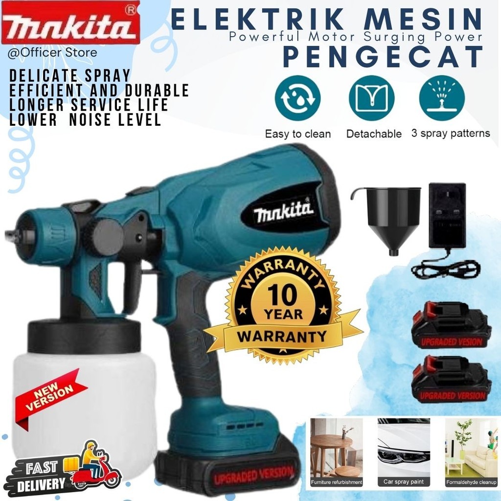 Electric Cordless Spray Paint Mesin Cat Rumah Rechargeable Spray Gun ...