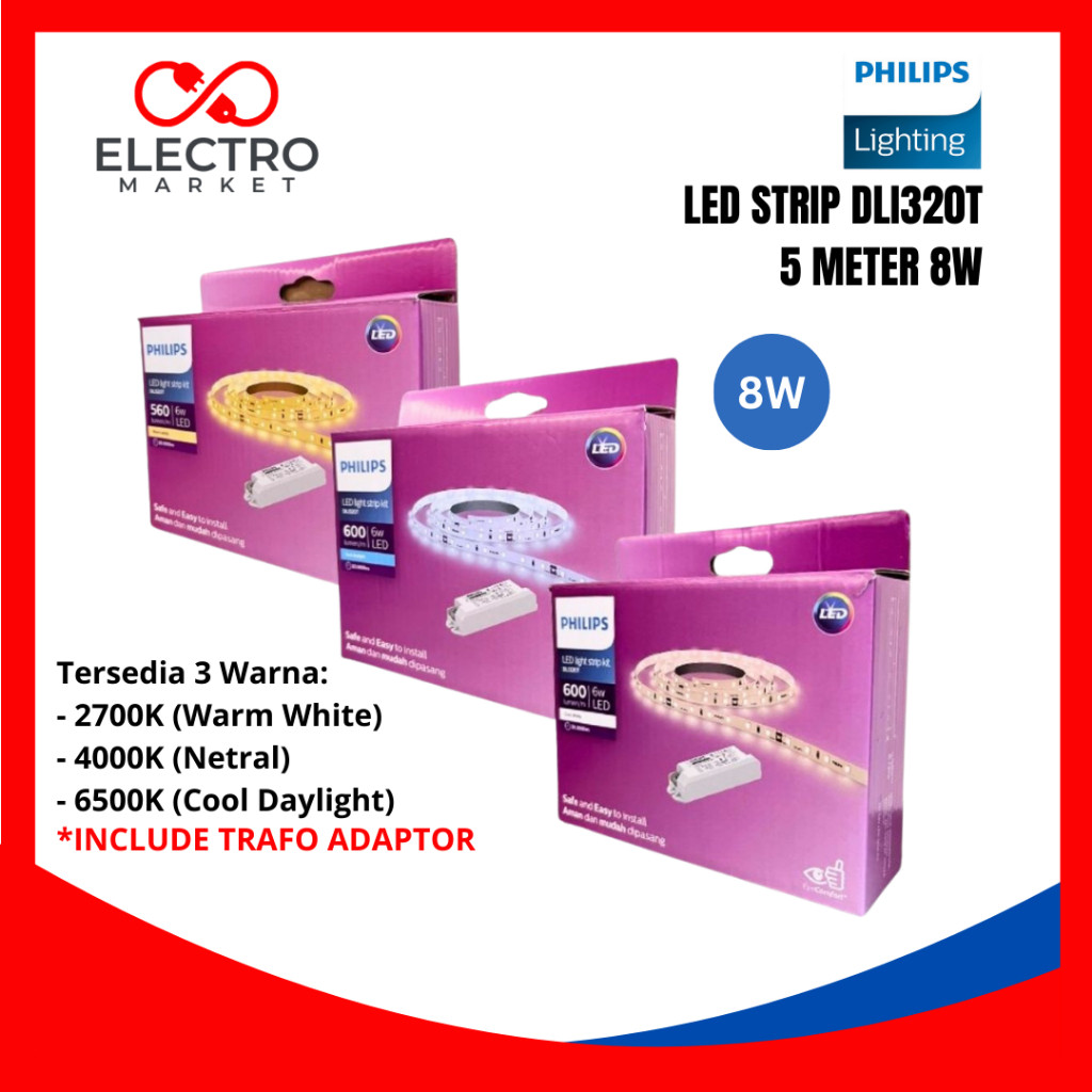 PHILIPS LED Strip Lamp DLI320T 5M 5 Meter 8W 8 Watt 2700K 4000K 6500K ...