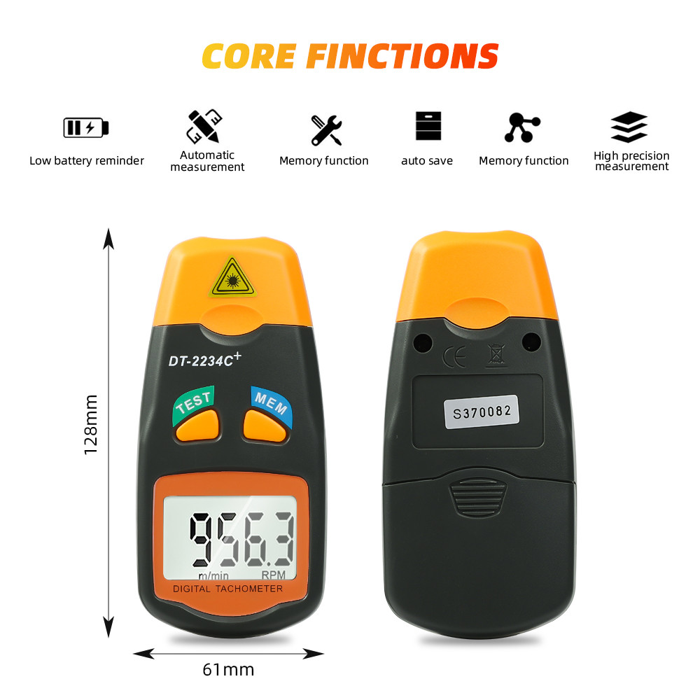 Non Contact Digital Laser Tachometer Rpm Tach Speed Gauge Engine ...